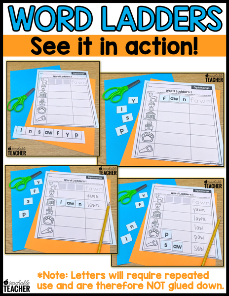 Phonics Diphthong Words Word Ladders and Word Chains – A Teachable Teacher