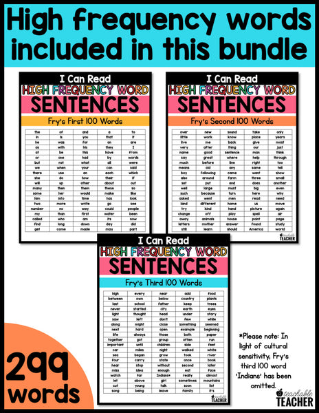 High Frequency Word Sentences for Fluency- The BUNDLE – A Teachable Teacher
