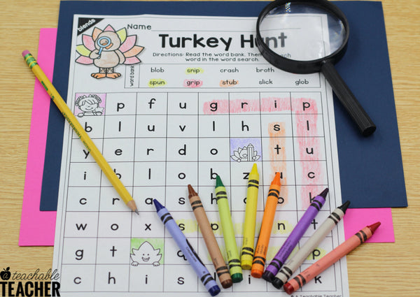 Thanksgiving Blends Activities- NO PREP Phonics Worksheets – A ...
