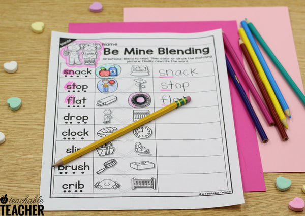 Valentine's Day Blends Activities- NO PREP Phonics Worksheets – A ...