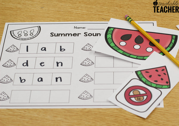 July Summer Sounds Phonemic Awareness Activities: Segmenting & Blendin ...