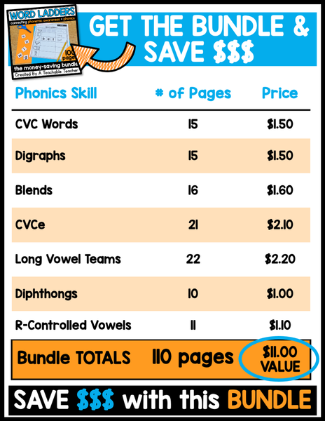 Phonics Word Ladders and Word Chains-The BUNDLE – A Teachable Teacher