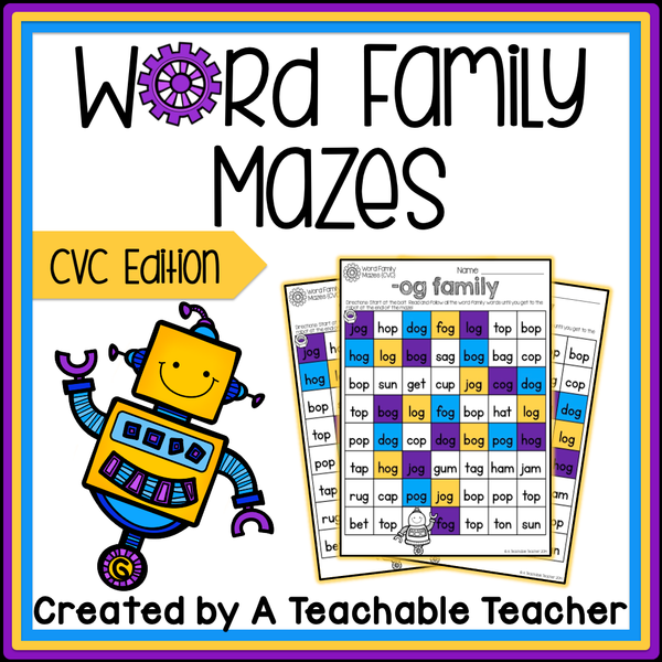 Word Family Mazes - CVC Edition – A Teachable Teacher
