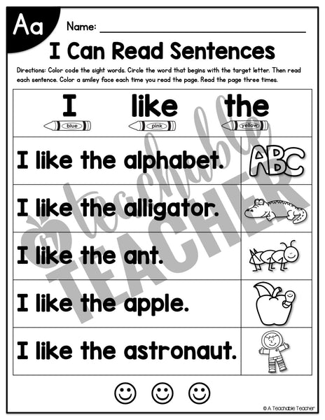 ABC Fluency Sentences – A Teachable Teacher