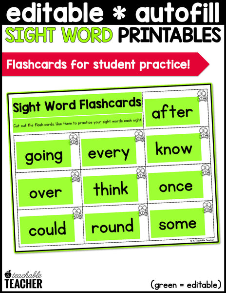 December Editable High Frequency Word Printables – A Teachable Teacher