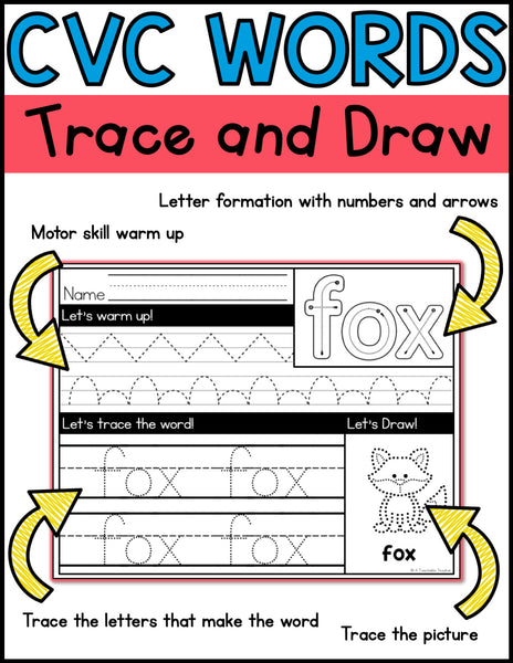 CVC Words Trace and Draw – A Teachable Teacher